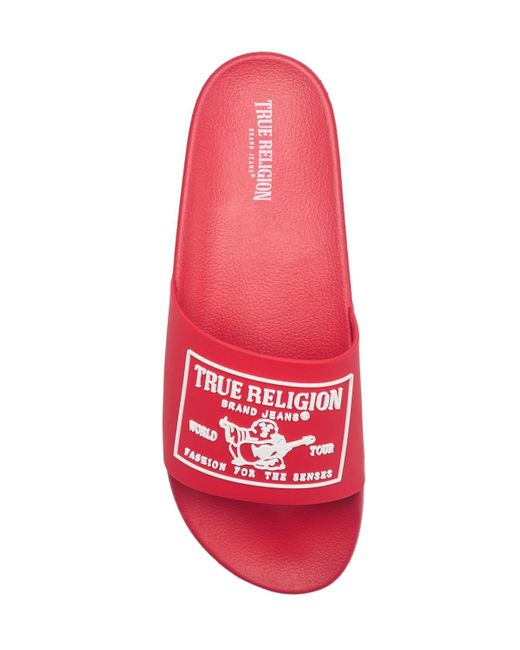 True Religion Kendrick Logo Slide in Red | Lyst