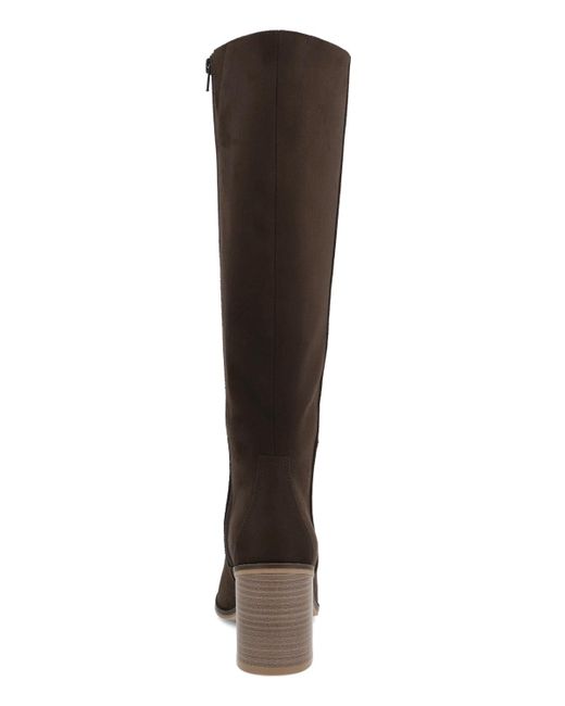 MIA Sabrena Stacked Heel Side Zip Tall Boots in Brown | Lyst
