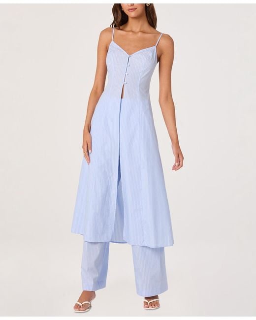 Astr Rena Sleeveless Cotton Tunic Top in Blue | Lyst