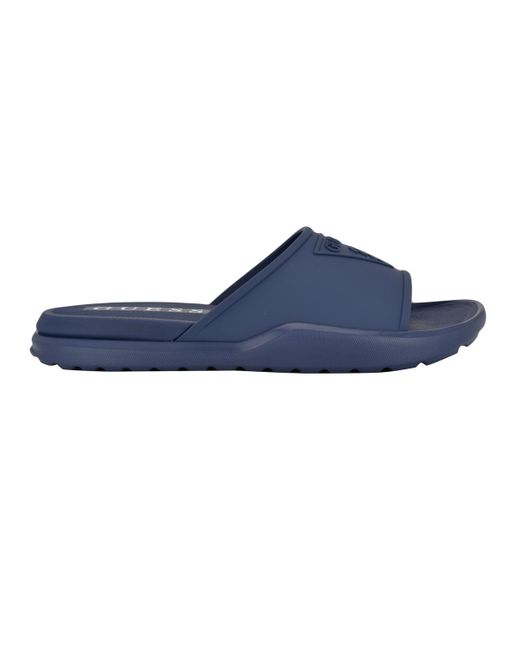 Guess Marith Branded Elevated Pool Slides in Blue for Men | Lyst
