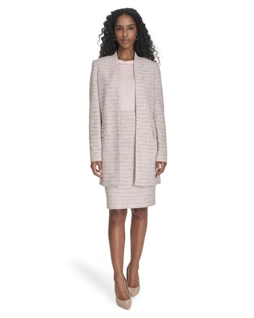 Calvin Klein Petite Tweed Open-front Topper Jacket in White | Lyst