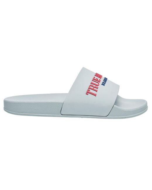 True Religion Weezy Logo Slide in Blue | Lyst