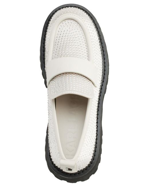 Karl Lagerfeld Grady Almond Toe Loafers in White | Lyst