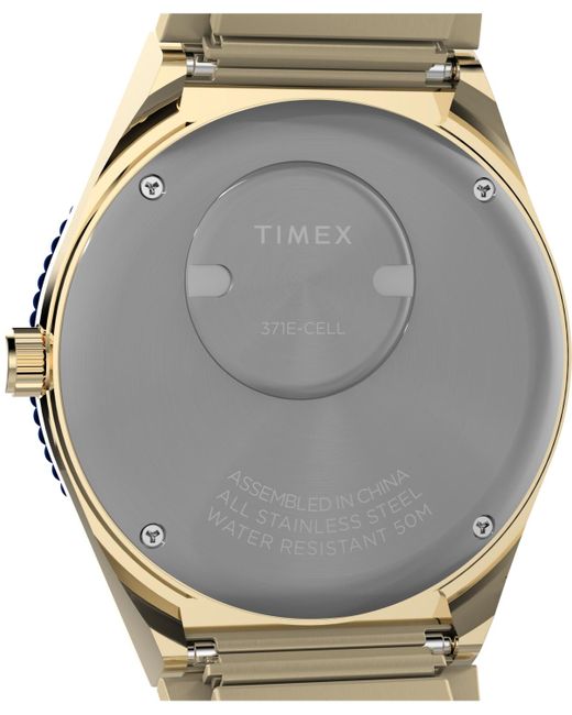 Timex Analog Gold-tone Stainless Steel Watch in Blue | Lyst