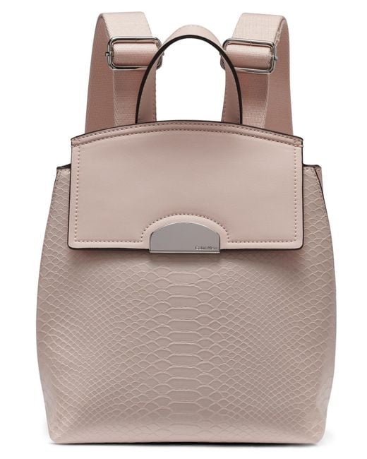 Calvin Klein Small Arabella Snake Backpack in Brown | Lyst