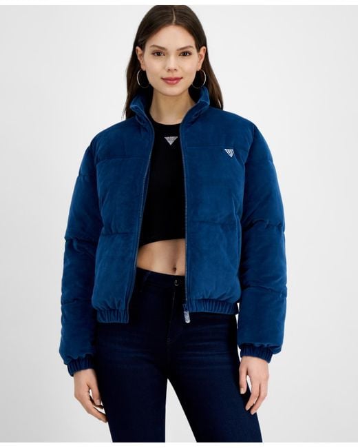 Guess Couture Zip-front Puffer Jacket in Blue | Lyst