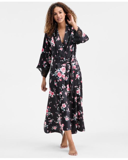INC International Concepts Printed Lace Trim Shawl Collar Robe | Lyst
