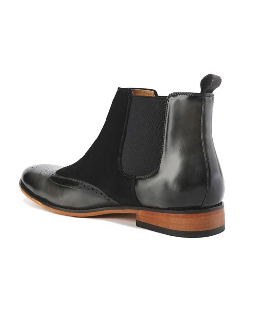 Gino Vitale Wingtip Brogue Two-tone Chelsea Boots in Black for Men | Lyst
