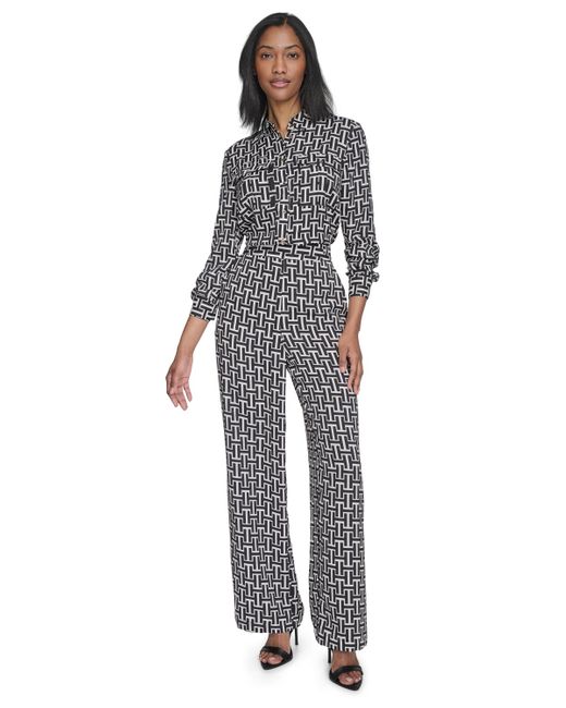 Halston High-rise Wide-leg Pull-on Pants in Black | Lyst