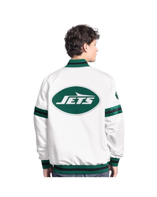 Starter New York Jets Scout Full-snap Varsity Jacket in White | Lyst