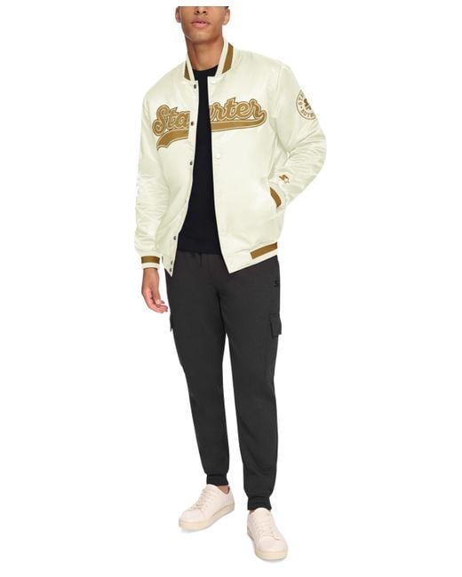 Starter Classic-fit Satin Varsity Bomber Jacket in Natural for Men | Lyst
