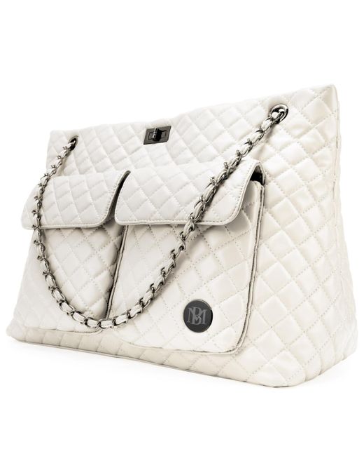 Badgley Mischka Diana Quilted Travel Weekender Tote Bag in Natural | Lyst