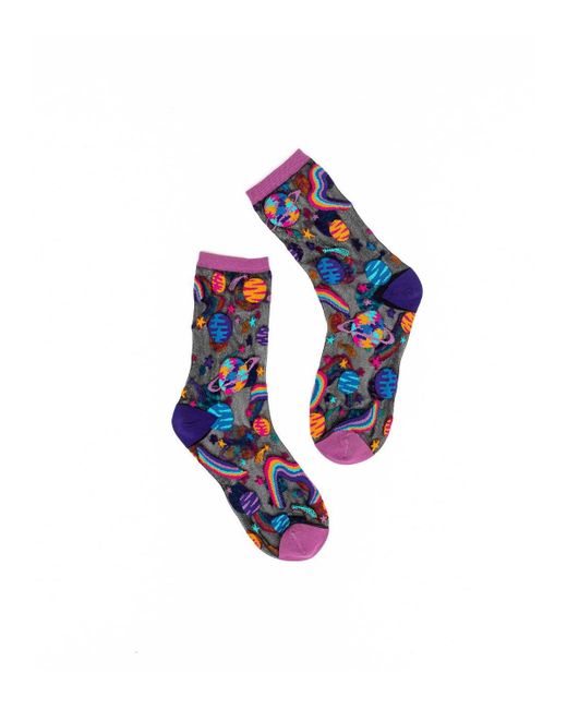 Sock Candy Pop Art Black Sheer Sock in Blue | Lyst
