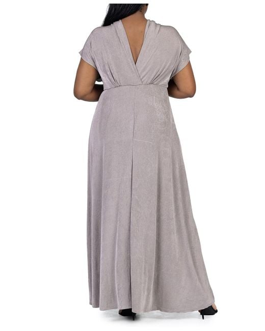 24seven Comfort Apparel Plus Size Front Slit Empire Waist Maxi Dress in ...