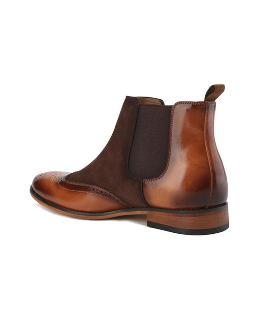 Gino Vitale Wingtip Brogue Two-tone Chelsea Boots in Brown for Men | Lyst