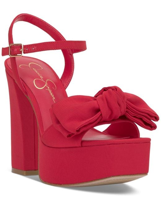 Jessica Simpson Lollien Bow Platform Sandals in Red | Lyst