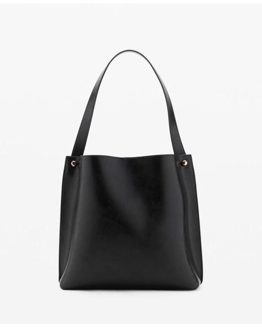 Mango Metal Details Bucket Bag in Black | Lyst