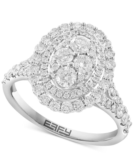 Effy Effy Diamond Oval Halo Cluster Ring (1-1/4 Ct. T.w. in White | Lyst