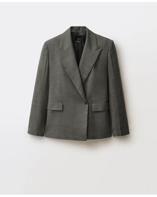 Mango Oversized Double-breasted Suit Jacket in Gray | Lyst