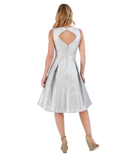 Eliza J Textured Metallic Fit & Flare Dress in White | Lyst