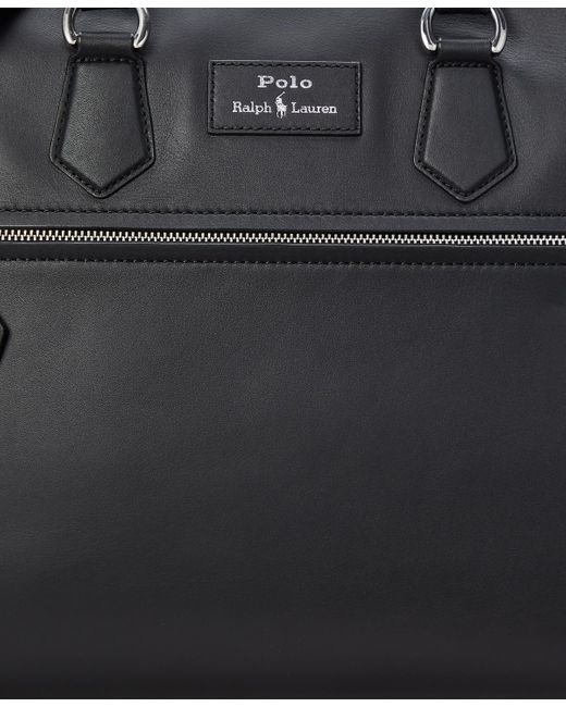 Polo Ralph Lauren Smooth Leather Commuter Bag in Black for Men | Lyst