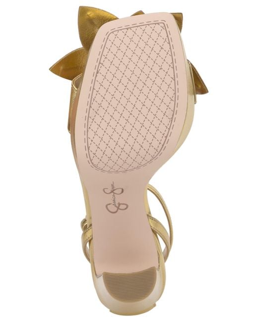 Jessica Simpson Camise Flower Platform Sandals in Metallic | Lyst