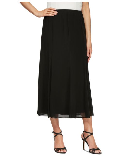 Alex Evenings Chiffon A-line Midi Skirt in Black | Lyst