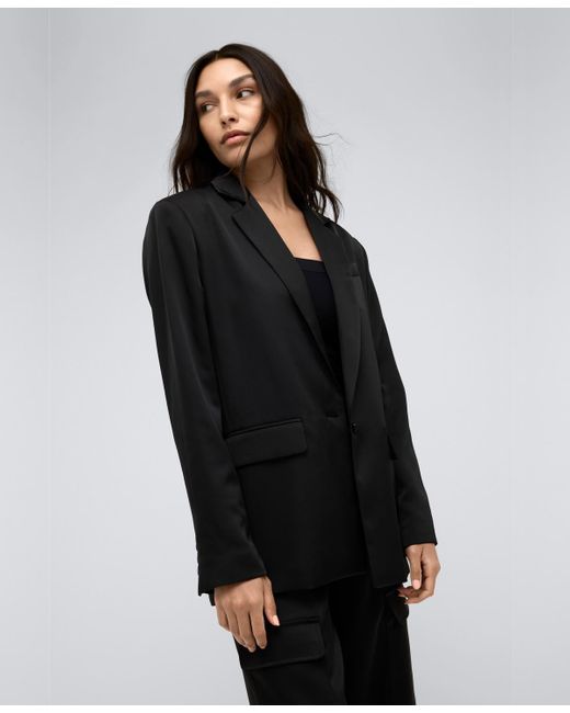 Kenneth Cole One Button Notch Collar Satin Jacket in Black | Lyst