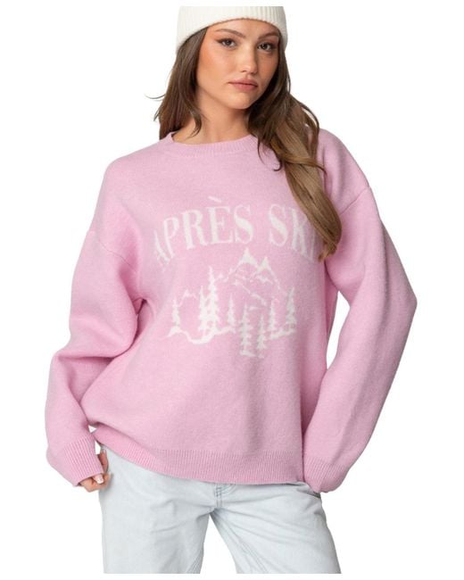 Edikted Apres Ski Oversized Sweater in Pink | Lyst