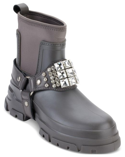karl-lagerfeld-rylie-embellished-harness-rain-booties-in-gray-lyst