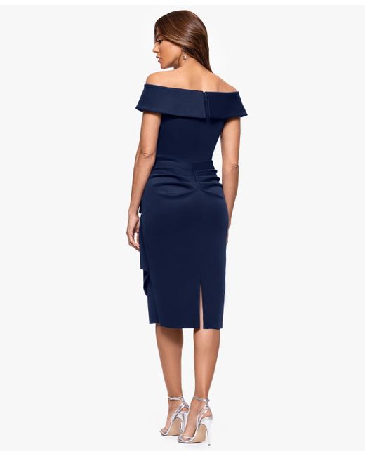 Xscape Ruffled Off-the-shoulder Sheath Dress in Pink | Lyst