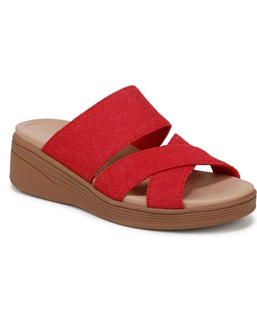 Bzees Fiona Washable Strappy Slide Wedge Sandals in Red | Lyst