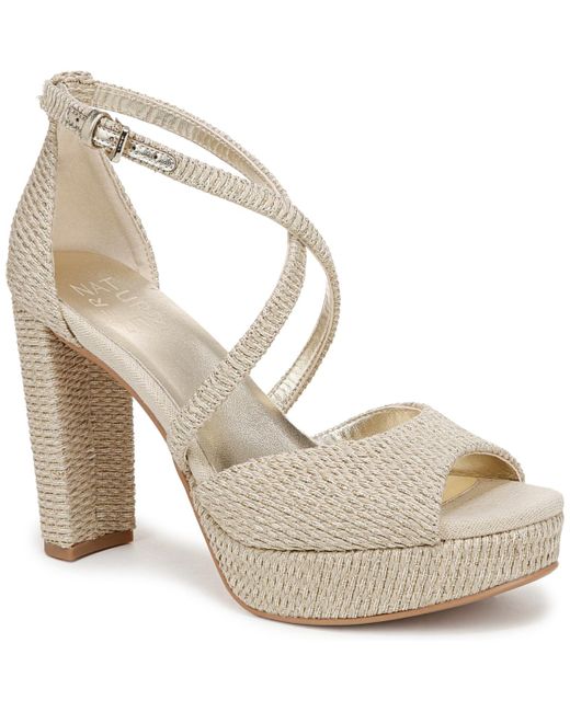 Naturalizer Melody Platform Peep Toe Dress Sandals in Metallic | Lyst