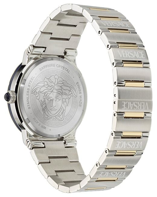 Versace Swisa Greca Logo Moonphase Diamond (1/4 Ct. T.w. in Metallic | Lyst