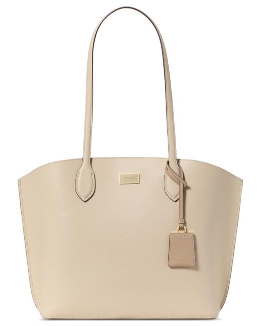 Kate Spade Suite Leather Tote Bag in Natural | Lyst