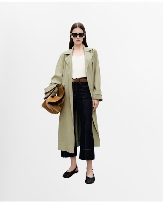 Mango Soft Belt Trench Coat in White | Lyst