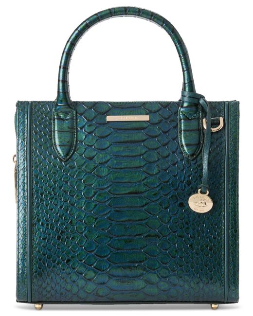 Brahmin Caroline Small Leather Satchel in Green | Lyst