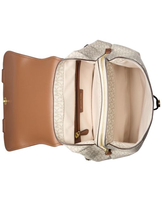 Michael Kors Michael Quinn Small Logo Flap Backpack in Brown | Lyst