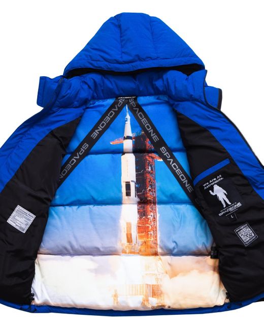 Space One Nasa Inspired Hooded Puffer Jacket in Blue for Men | Lyst