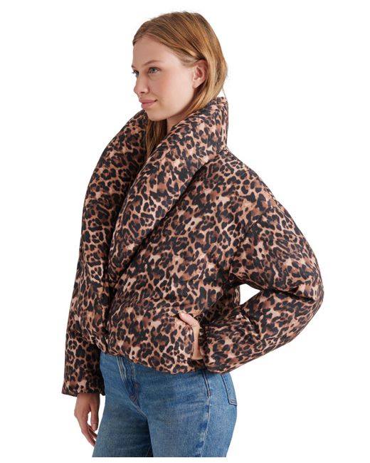 Steve Madden Evy -print Puffer Jacket in Brown | Lyst