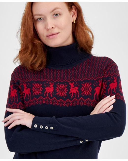 Tommy Hilfiger Snowflake Stella Turtleneck Sweater in Blue | Lyst