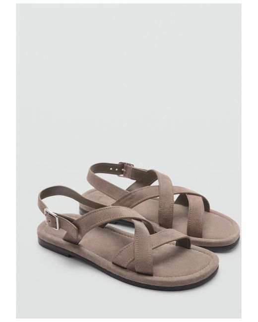 Mango Crossed Straps Suede Leather Sandals in Gray for Men | Lyst