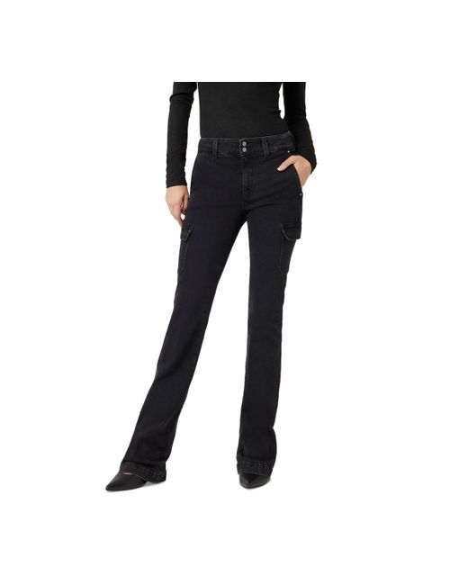 Guess Cargo Mini-bootcut Double-button Jeans in Black | Lyst