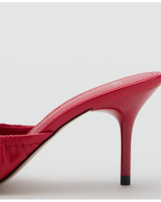 Mango Bow Heel Sandals in Red | Lyst