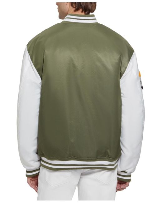Guess Tyler Varsity Bomber Jacket in Green for Men | Lyst