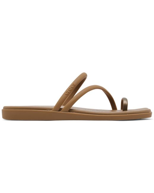 Crocs™ Miami Metallic Toe Loop Sandals From Finish Line in Brown | Lyst