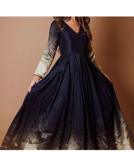 Ras Blue And Gold Long Sleeve Gown | Lyst