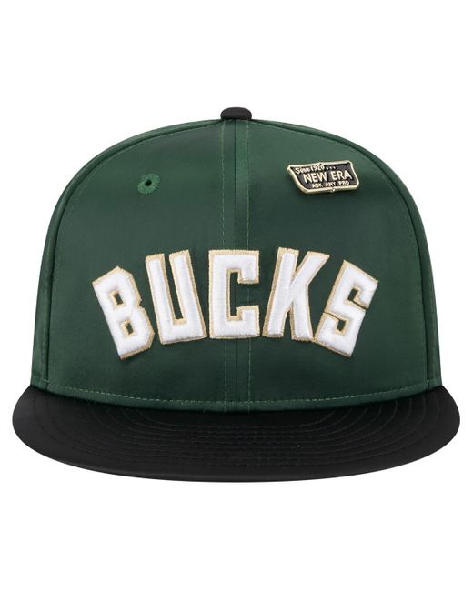 KTZ Hunter Green/black Milwaukee Bucks Throwback Satin Vintage Pin Two ...