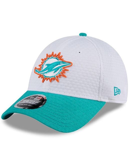 KTZ White/aqua Miami Dolphins 2024 Nfl Training Camp 9forty Adjustable ...