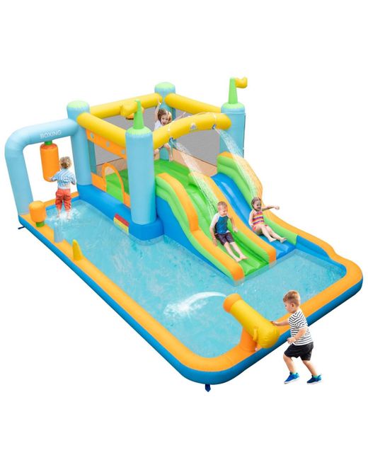 COSTWAY Inflatable Water Slide Giant Kids Bounce House Park Splash Pool ...